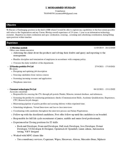Mohammed Hussain I Pdf Recruitment Business