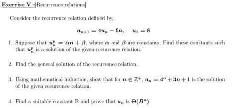 solved exercise v recurrence relations consider the