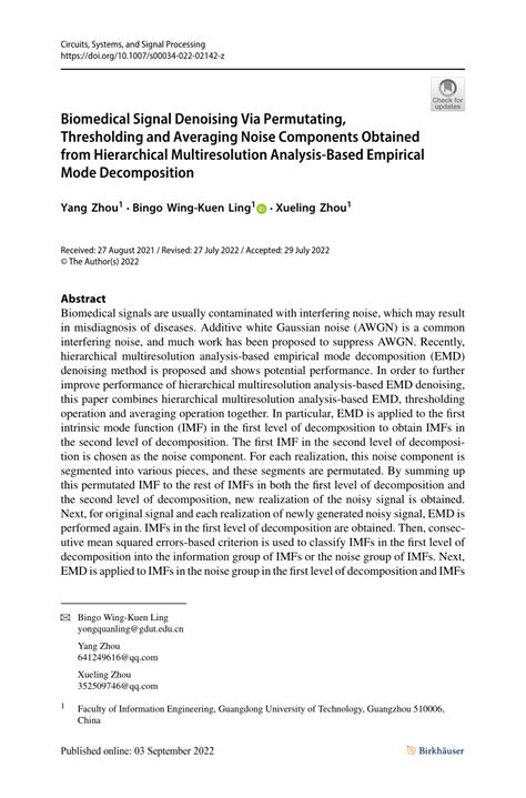 Pdf Biomedical Signal Denoising Via Permutating Thresholding And