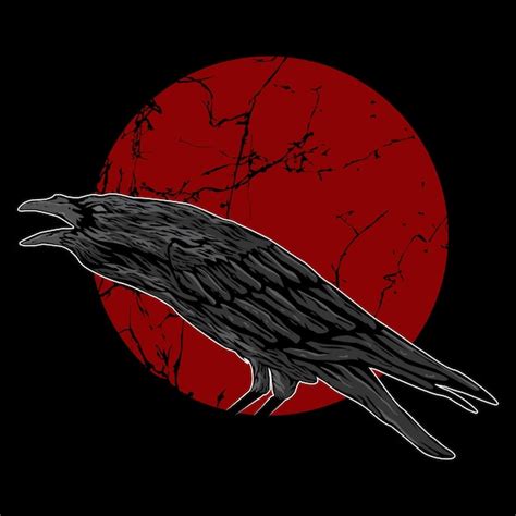 까마귀 벡터 및 일러스트 로고 프리미엄 벡터