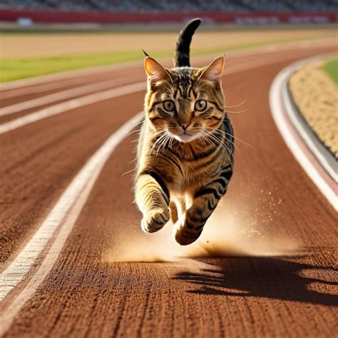Premium Photo Cat Running On Background Track Desert Nature Wildlife