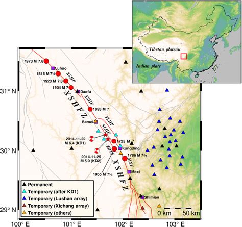 Map Showing The Tectonic Setting Of The Xianshuihe Fault Zone Xshfz Download Scientific