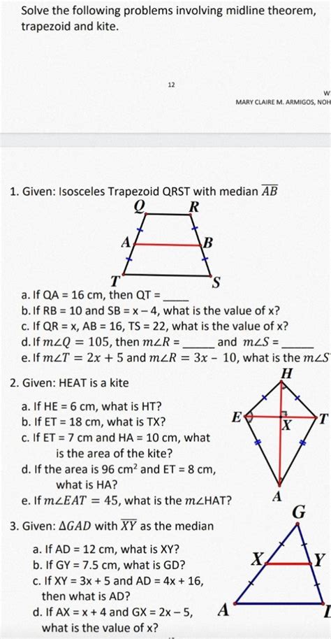 Solved Help Pls Solve The Following Problems Involving Midline Theorem Course Hero Solved Help Pls Solve The Following Problems Involving Midline Theorem Course Hero