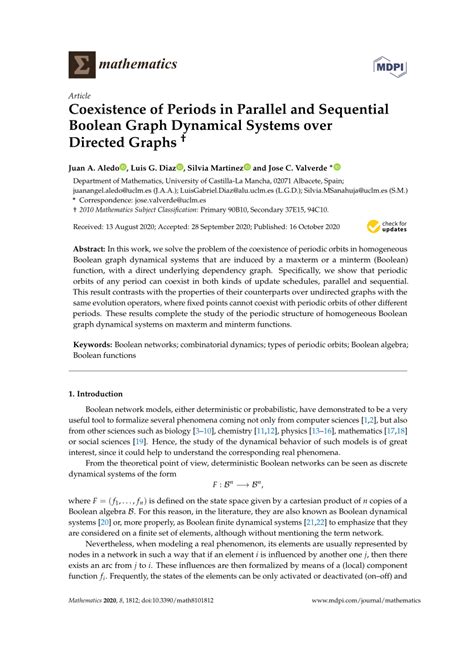 Pdf Coexistence Of Periods In Parallel And Sequential Boolean Graph Dynamical Systems Over