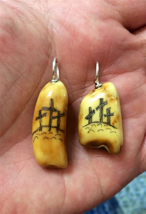 Fossil Walrus Teeth Sold Scrimshaw Art Holiday Decor Novelty Christmas