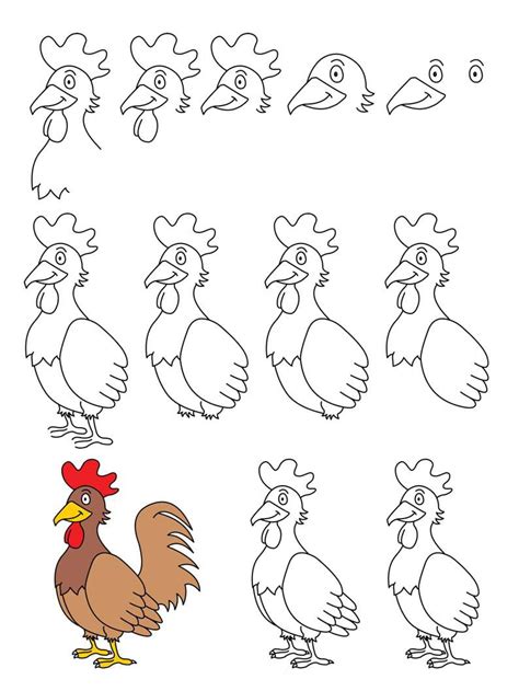 آموزش نقاشی خروس برای کودکان ساده و زیبا مینویسم