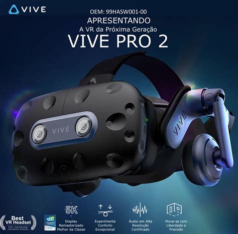 Htc Vive Pro 2 Headset L Resolução 5k L Taxa De 120 Hz L Campo Visão