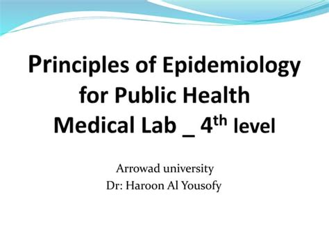 Principles Of Epidemiology Pptx