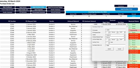 Excel Template Automated Procurement Monitoring Dashboard 5 Years For Real Time Tracking Etsy