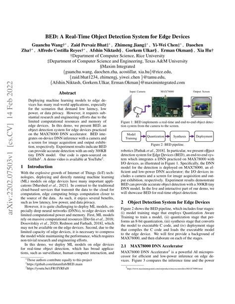 Pdf Bed A Real Time Object Detection System For Edge Devices