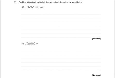 solved find the following indefinite integrals using