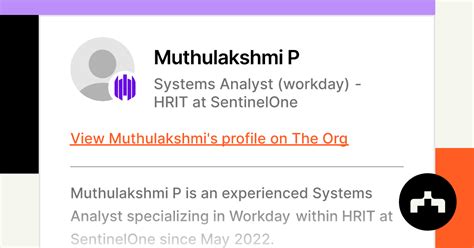 Muthulakshmi P Systems Analyst Workday Hrit At Sentinelone The Org