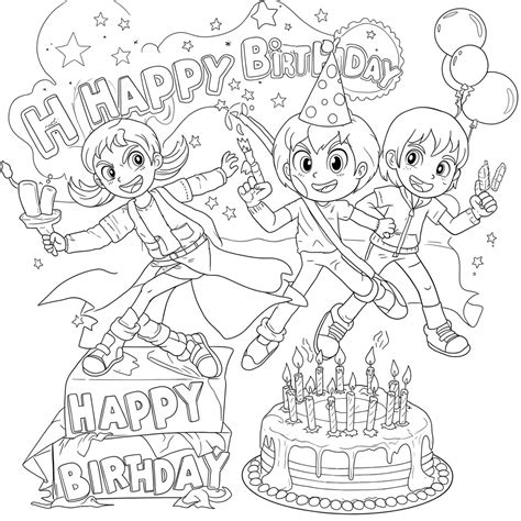 Happy Birthday Coloring Pages Free Printable Pdf