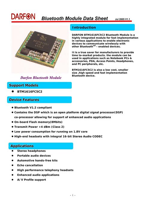 Bluetooth Module Data Sheet