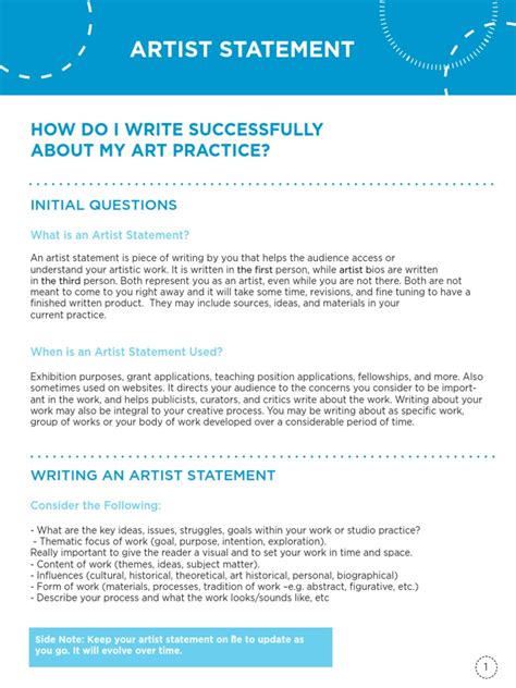 Artist Statement Guide Saic Pdf Thought Human Communication