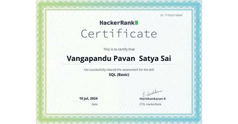 Pavan Satya Sai On Linkedin Hackerrank Skill Certificate