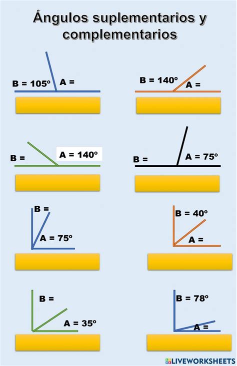 Hoja De Trabajo De Angulos Complementarios