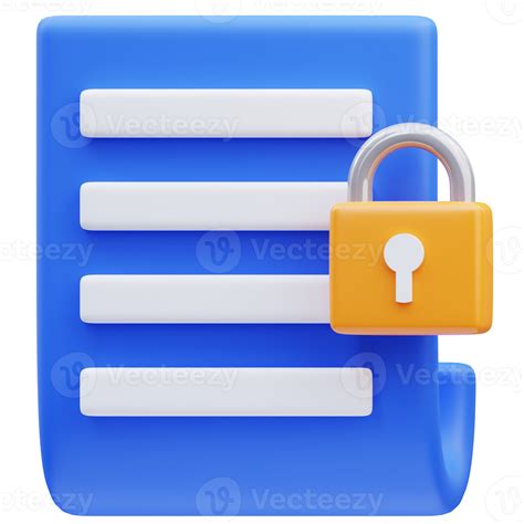 3d Rendering Of Locked Document Icon Illustration 12625013 Png