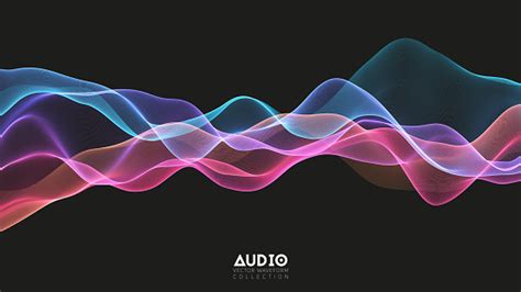 Vector 3d Echo Audio Wavefrom Spectrum Abstract Music Waves Oscillation Graph Futuristic Sound