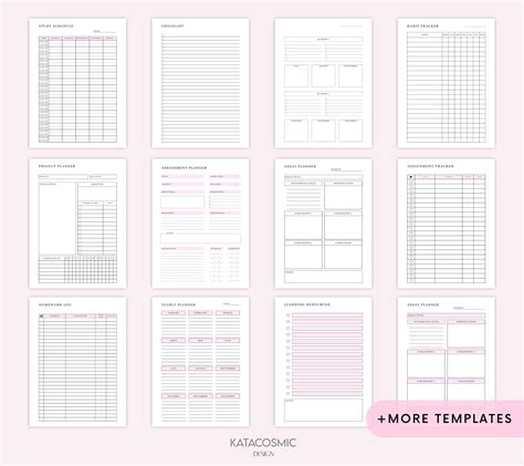 Printable Planner Printable Student Planner Bundle Study Planner