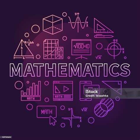Mathematics Concept Vector Thin Line Round Creative Banner Math