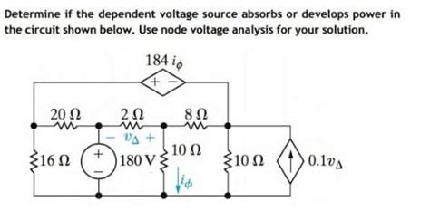 solved determine if the dependent voltage source absorbs or