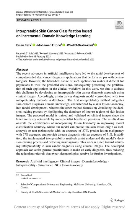 interpretable skin cancer classification based on incremental domain