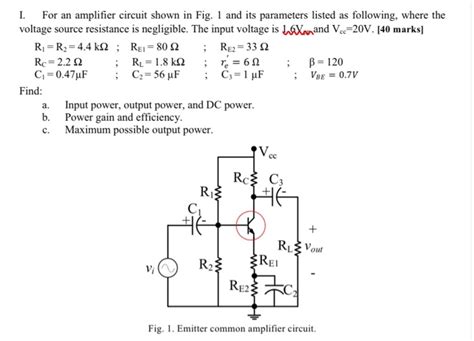 Solved I For An Amplifier Circuit Shown In Fig And Its Chegg