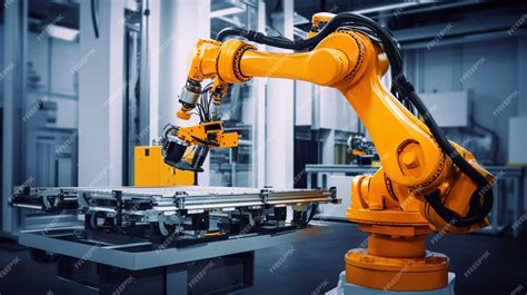 Premium Ai Image Robotic Arm Assembly Line Factory Manufacture Industry In A Car Plant