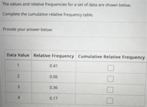 [solved] the values and relative frequencies for a set of data are solutioninn