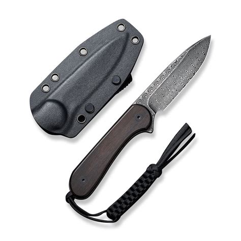 CIVIVI Elementum Fixed Blade Knife Wood Handle Damascus