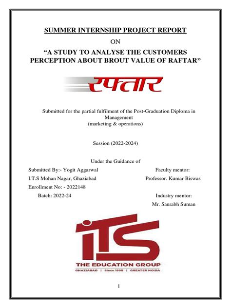 Sip Report Of Raftar By Yogit Aggarwal 1 Pdf Advertising Swot Analysis