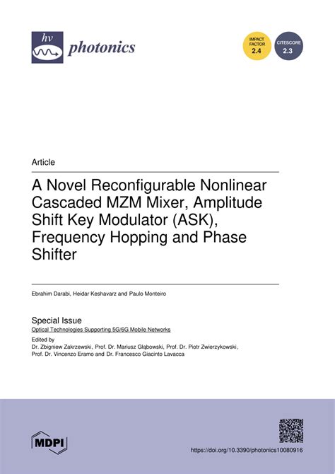 Pdf A Novel Reconfigurable Nonlinear Cascaded Mzm Mixer Amplitude Shift Key Modulator Ask