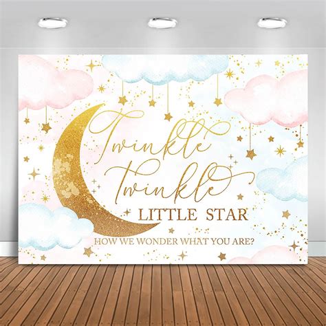 Fitumiw Twinkle Twinkle Little Star Gender Reveal Backdrop