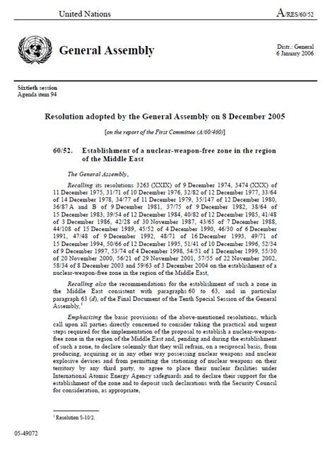 Un General Assembly Resolution 6052 On The Establishment Of A Nuclear