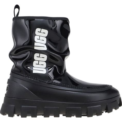 Ugg Γυναικεία Μποτάκια Πλατφόρμα Λουστρίνι Μαύρα Αδιάβροχα με Γούνα