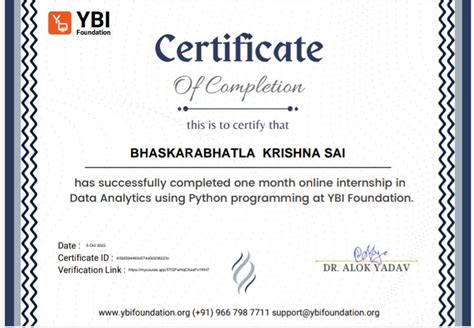 bhaskarabhatla krishna sai on linkedin ybi dataanalytics python