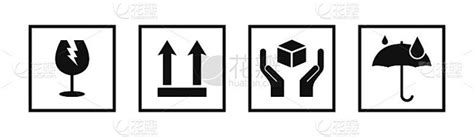易碎包装标志集图标集矢量