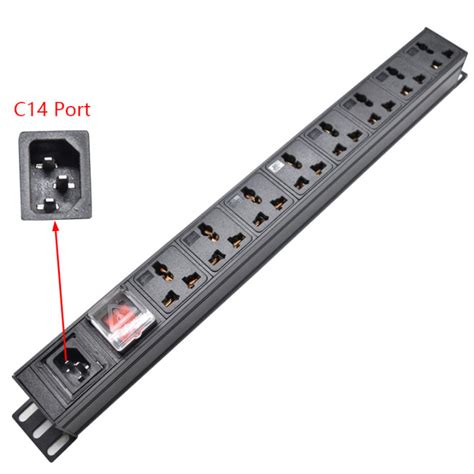 C14 Input Power Input Cabinet Rack Wall Mount Pdu Power Strip Unit 2 11ways Universal Socket