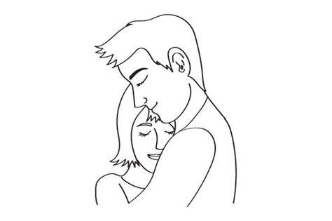 Sketch Of A Couple Hugging