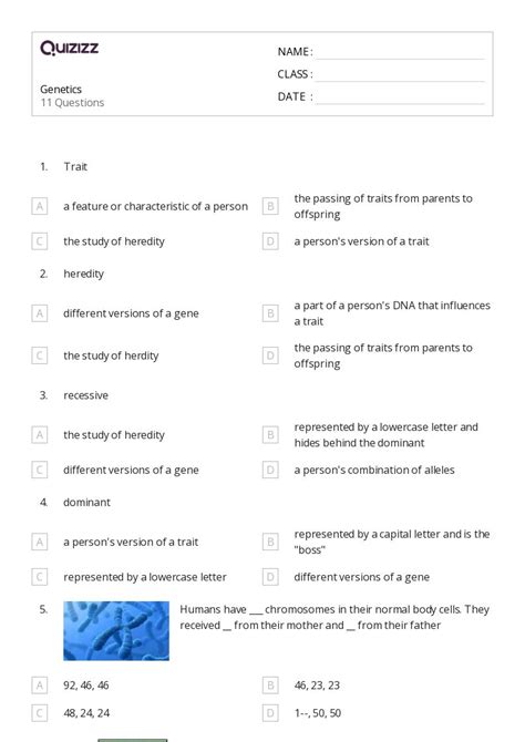 50 Genetics Worksheets For 6th Grade On Quizizz Free And Printable