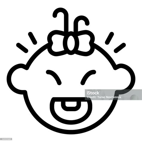 아기 소녀 웃음 라인 아이콘입니다 웃는 소녀 벡터 그림은 흰색에 분리되어 있다 행복한 아이 개요 스타일 및 응용 프로그램을 위해 설계되었습니다 Eps 10 검은색에 대한