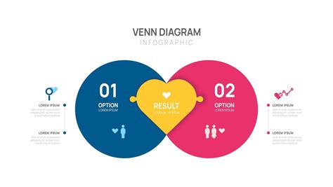 Infografía Venn Diagrama Corazón Rompecabezas Gráfico Modelo Amor
