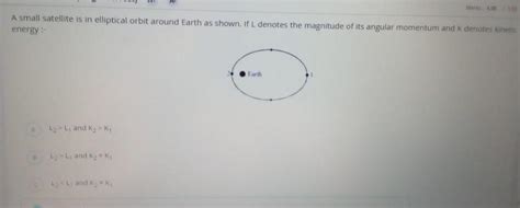 [answered] A Small Satellite Is In Elliptical Orbit Around Earth As