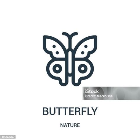 자연 컬렉션에서 나비 아이콘 벡터입니다 얇은 선 나비 개요 아이콘 벡터 일러스트 레이 션입니다 웹 및 모바일 앱 로고 인쇄 미디어에 사용할 선형 기호입니다 0명에 대한 스톡