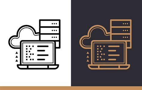 데이터베이스 모니터링의 독특한 선형 아이콘입니다 클라우드 컴퓨팅 및 인터넷 기술 아이콘 프레 젠 테이 션 모바일 애플 리 케이 션 웹사이트 인터페이스에 대 한 적합 하 고