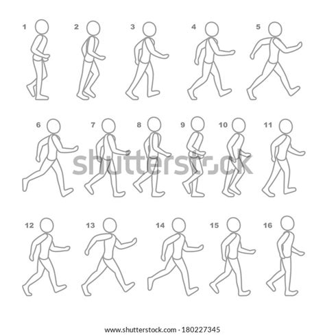 Phases Step Movements Man Walking Sequence Ilustrações Stock 180227345 Shutterstock
