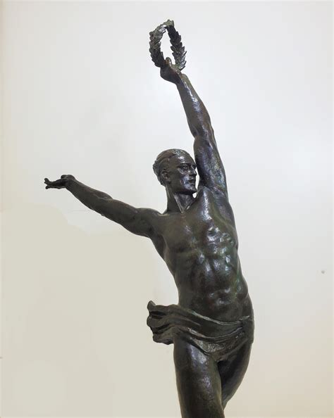 Large Original French Art Deco Bronze Of A Semi Nude Male Athlete By Le