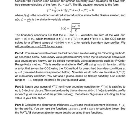 Solved Consider The Falkner Skan Solution For Laminar