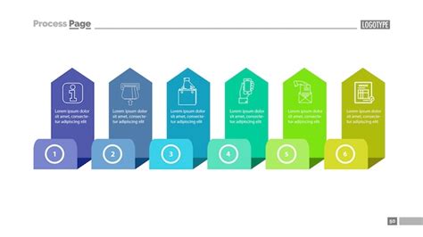 Six Step Process Chart Slide Template Vector Free Download
